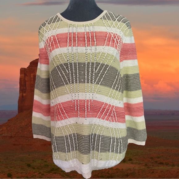 Alfred Dunner | Sweaters | Alfreddunner Mesa Colors Embroidered Details ...